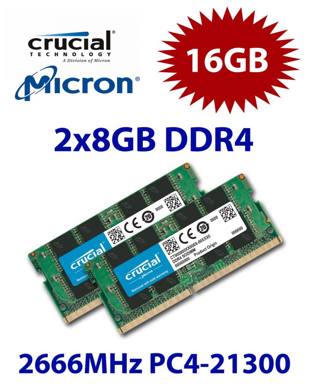 Micron Crucial 2x 8GB = 16GB KIT DDR4 RAM 2666 Mhz PC4-21300 SO-DIMM ...